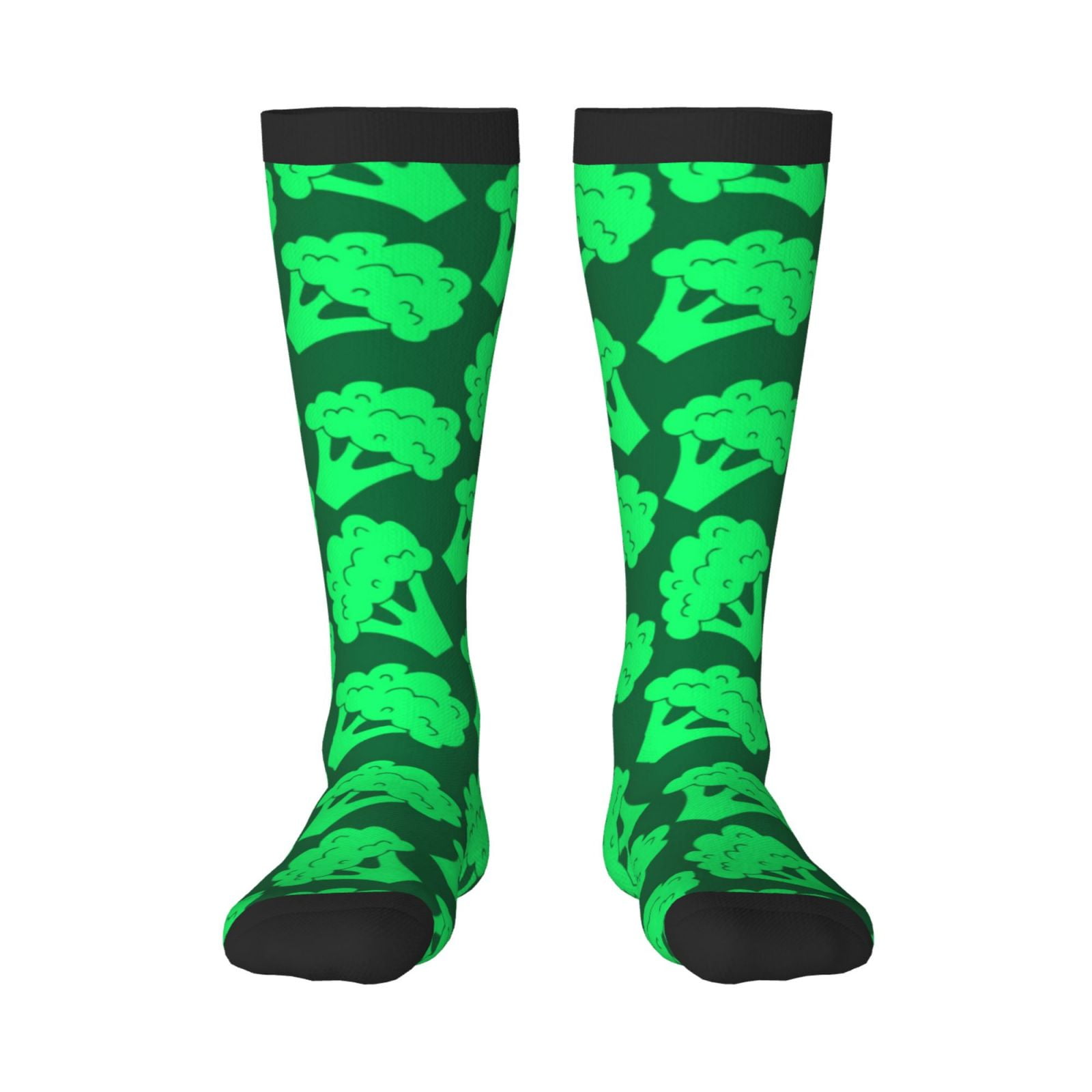 Vsdgher Green Broccoli Print Thigh High Socks Extra Long Stretchy Sock ...