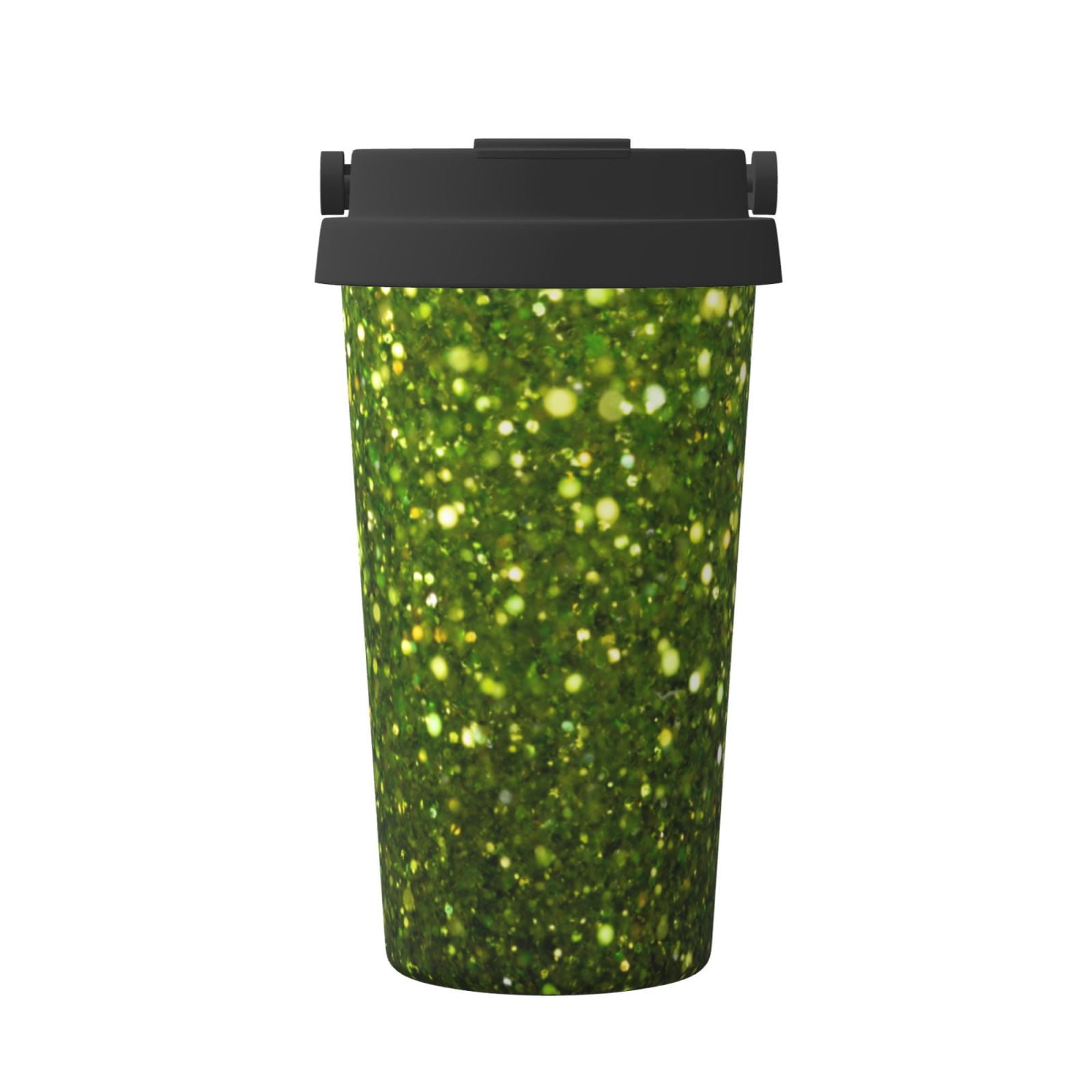 Vsdgher Green Glitter Sparkle Coffee Mug Pobtable To Stainless Steel ...