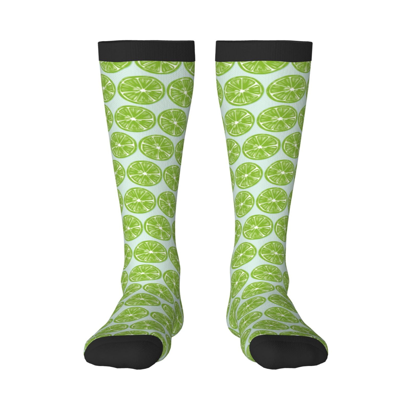 Vsdgher Green Lemon Slices Print Thigh High Socks Extra Long Stretchy ...