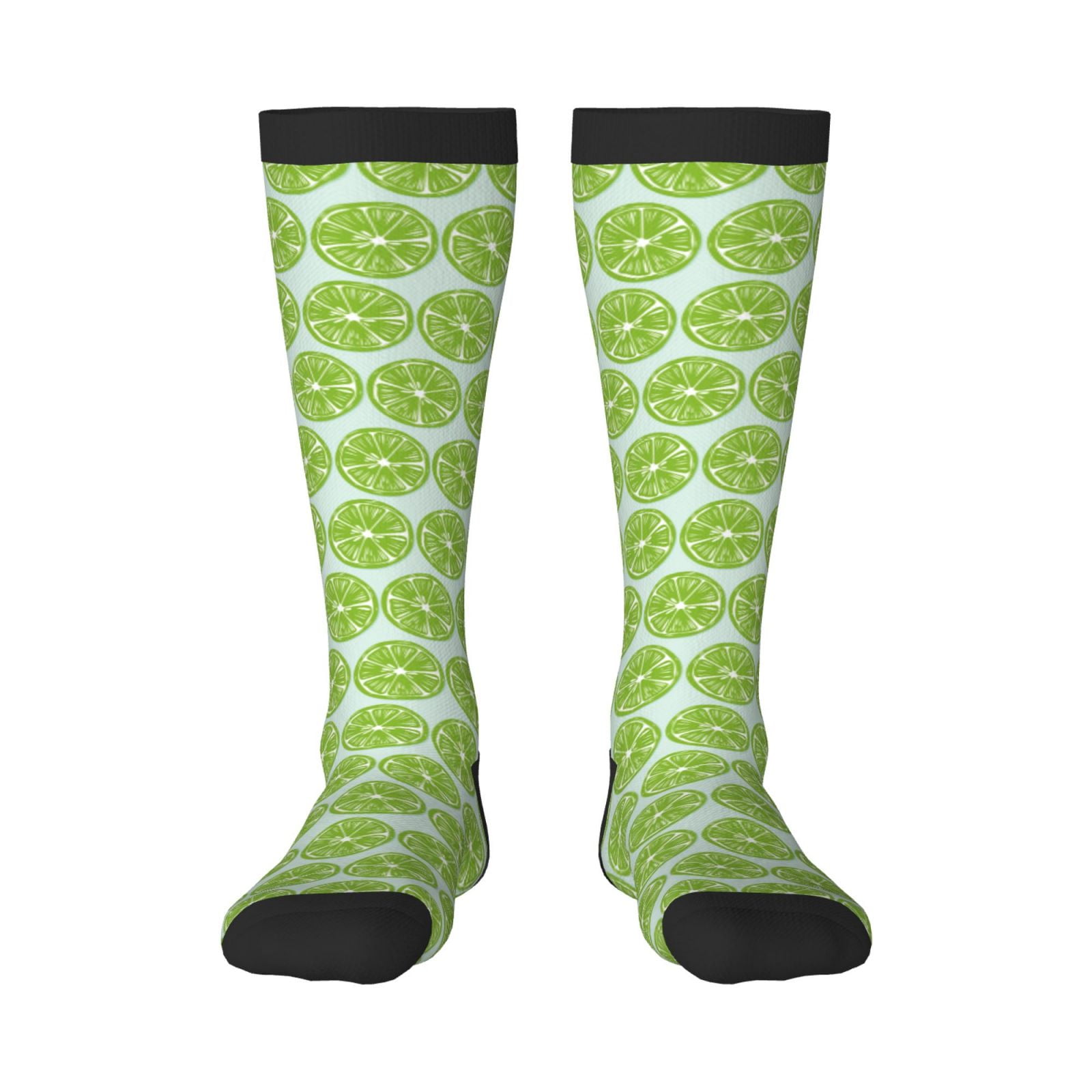 Vsdgher Green Lemon Slices Print Thigh High Socks Extra Long Stretchy ...