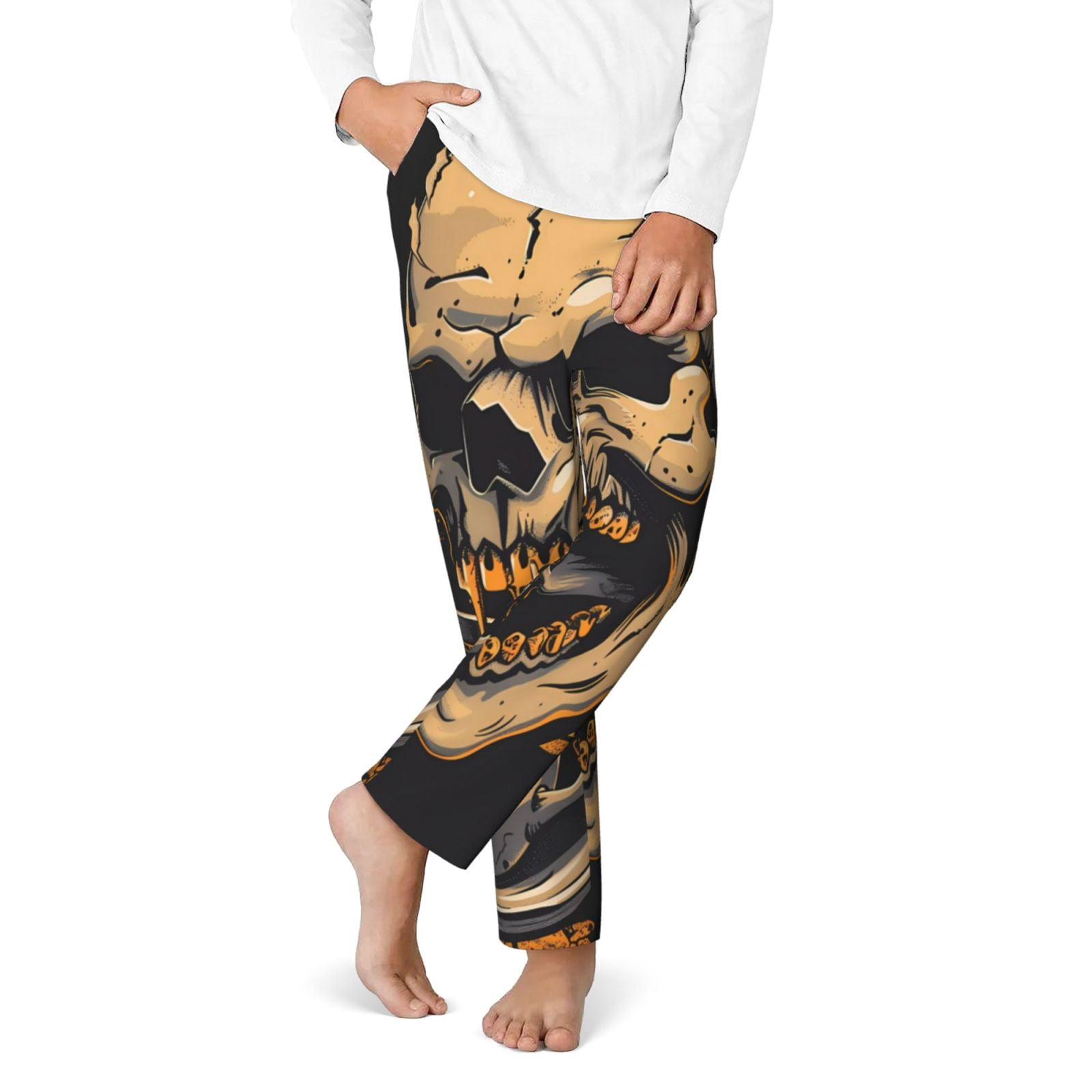 Vsdgher Grim Coffee Skull Print Kids Pajama Pants,Long Sleep Plaid ...