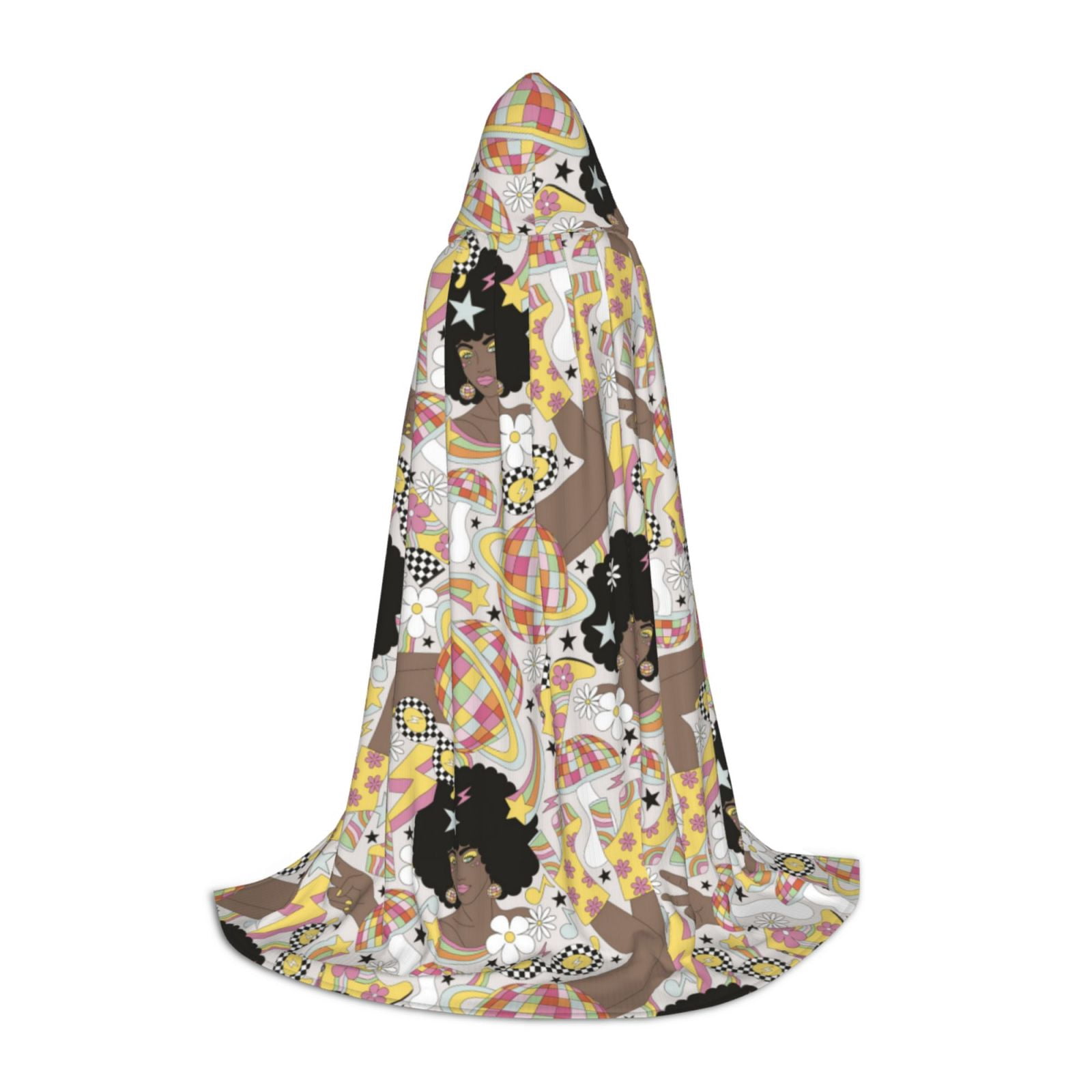 Vsdgher Groovy Disco Hooded Cloak, Teenagers Halloween Hoodies Robe ...