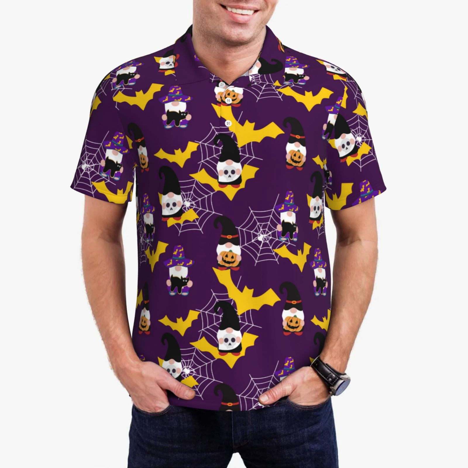Vsdgher Halloween Gnomes1 Polo Shirts for Men, Men's Short Sleeve ...