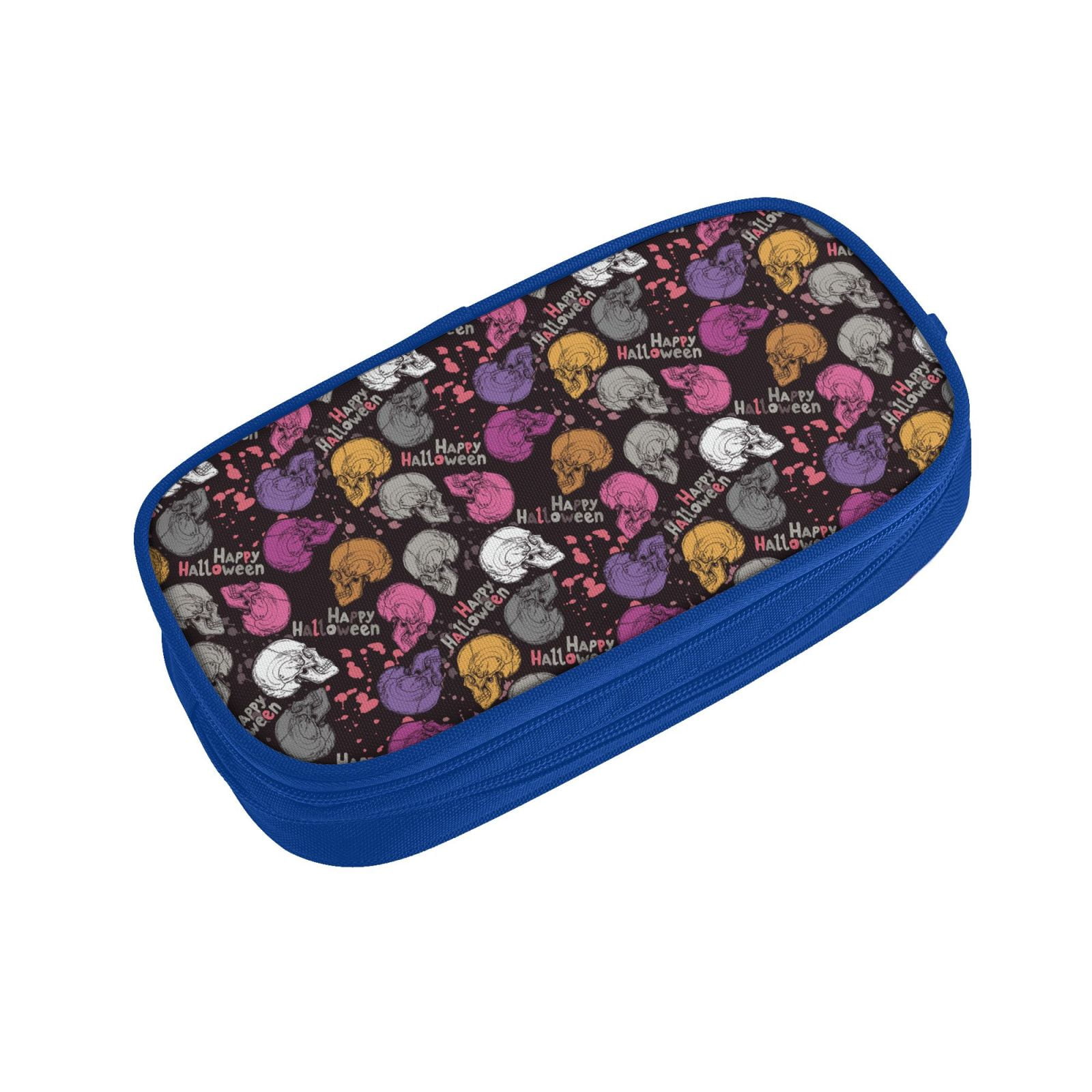Vsdgher Halloween Skeleton Print Large Capacity Pencil Case Pouch with ...