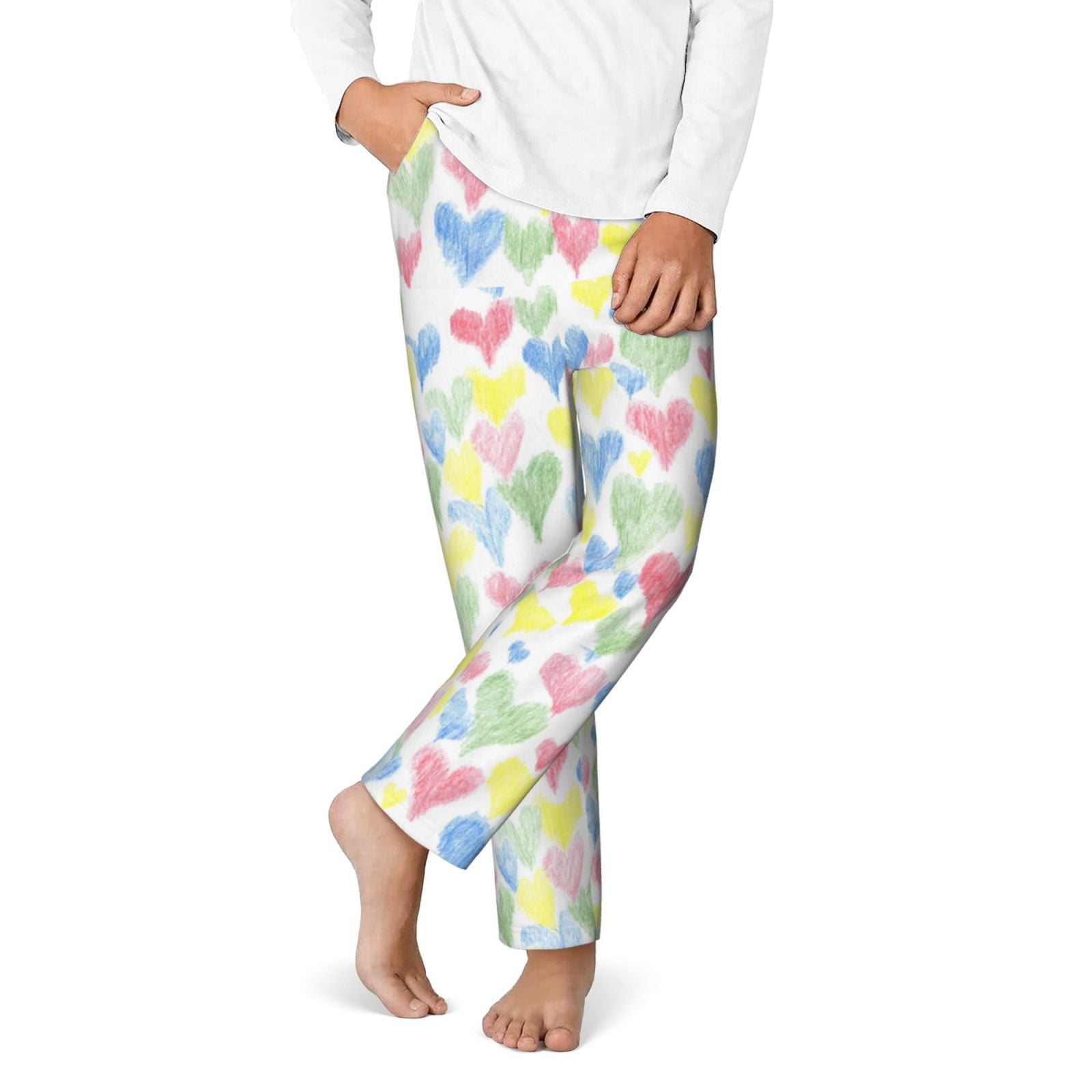 Vsdgher Hand Drawn Colored Hearts Print Kids Pajama Pants,Long Sleep ...