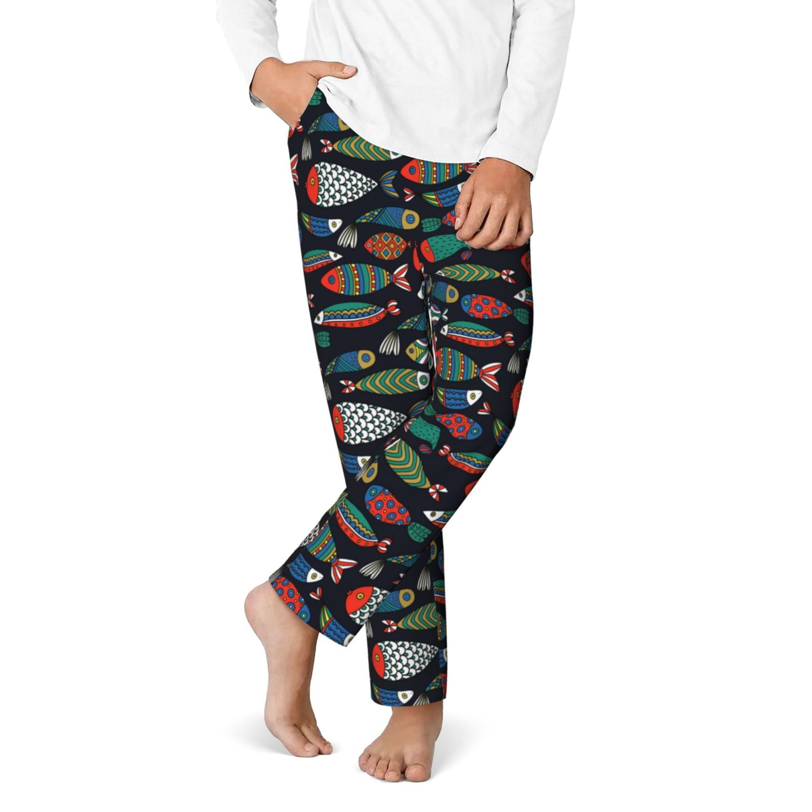 Vsdgher Hand Drawn Colorful Fishes Print Kids Pajama Pants,Long Sleep ...