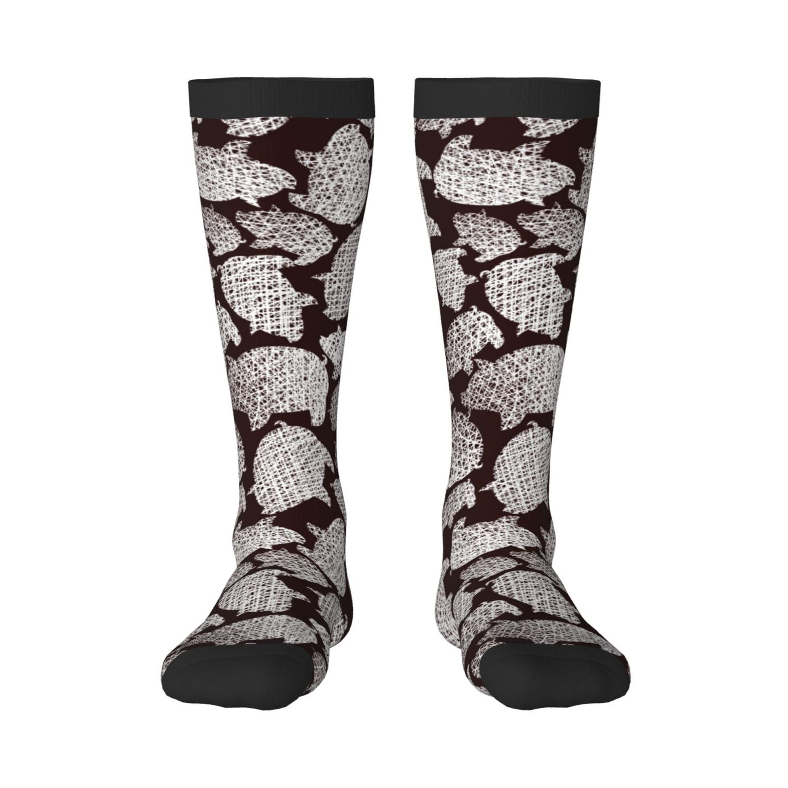 Vsdgher Hand Drawn Pig Print Thigh High Socks Extra Long Stretchy Sock ...