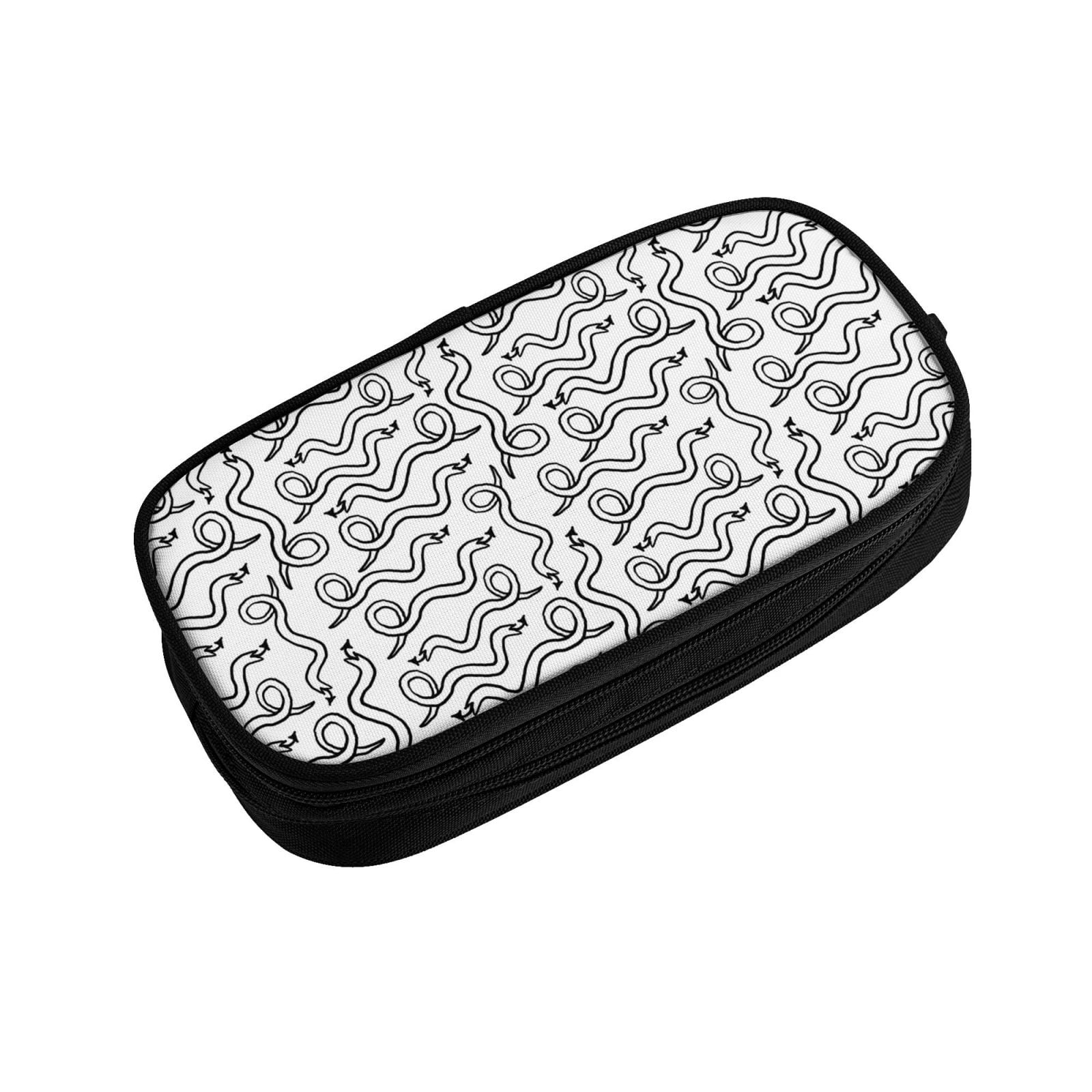 Vsdgher Hand Drawn Snake Print Large Capacity Pencil Case Pouch with ...