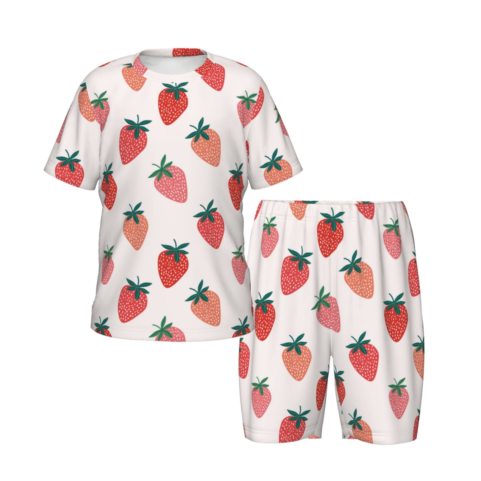Vsdgher Hand Drawn Strawberry Print girls Short Sleeve Top and Shorts ...