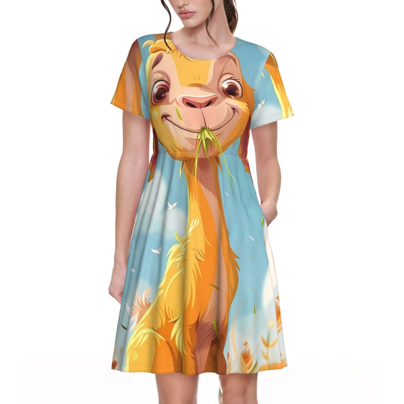 Vsdgher Happy Goat In Meadow for Womens Summer 2025 Casual Midi Maxi ...