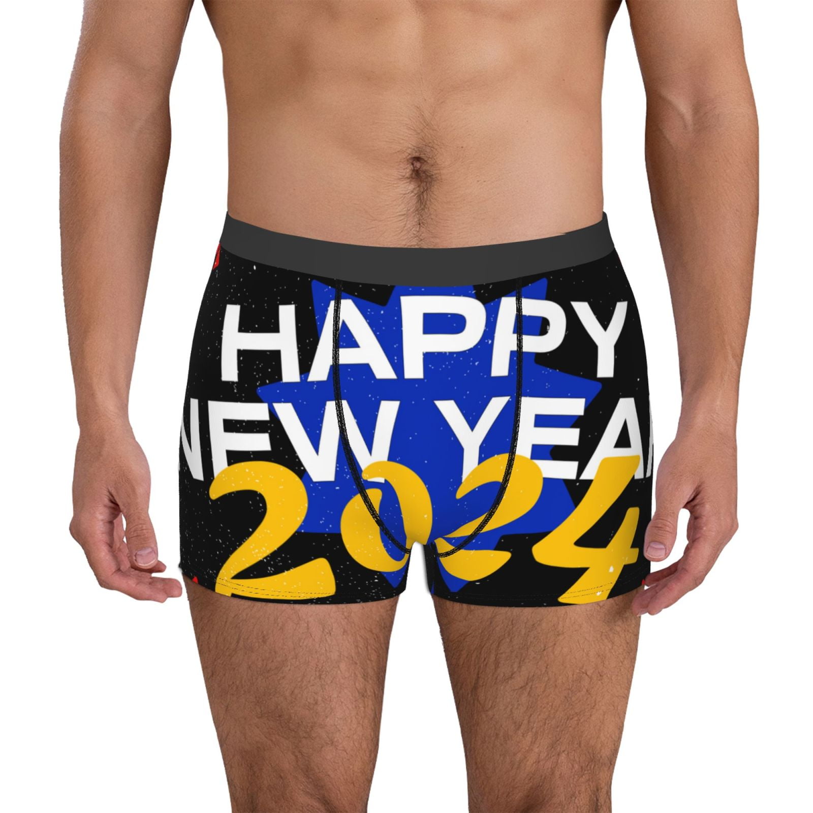 Vsdgher Happy New Year 2024 (6) Pattern Men's Boxer Brief Underwear ...
