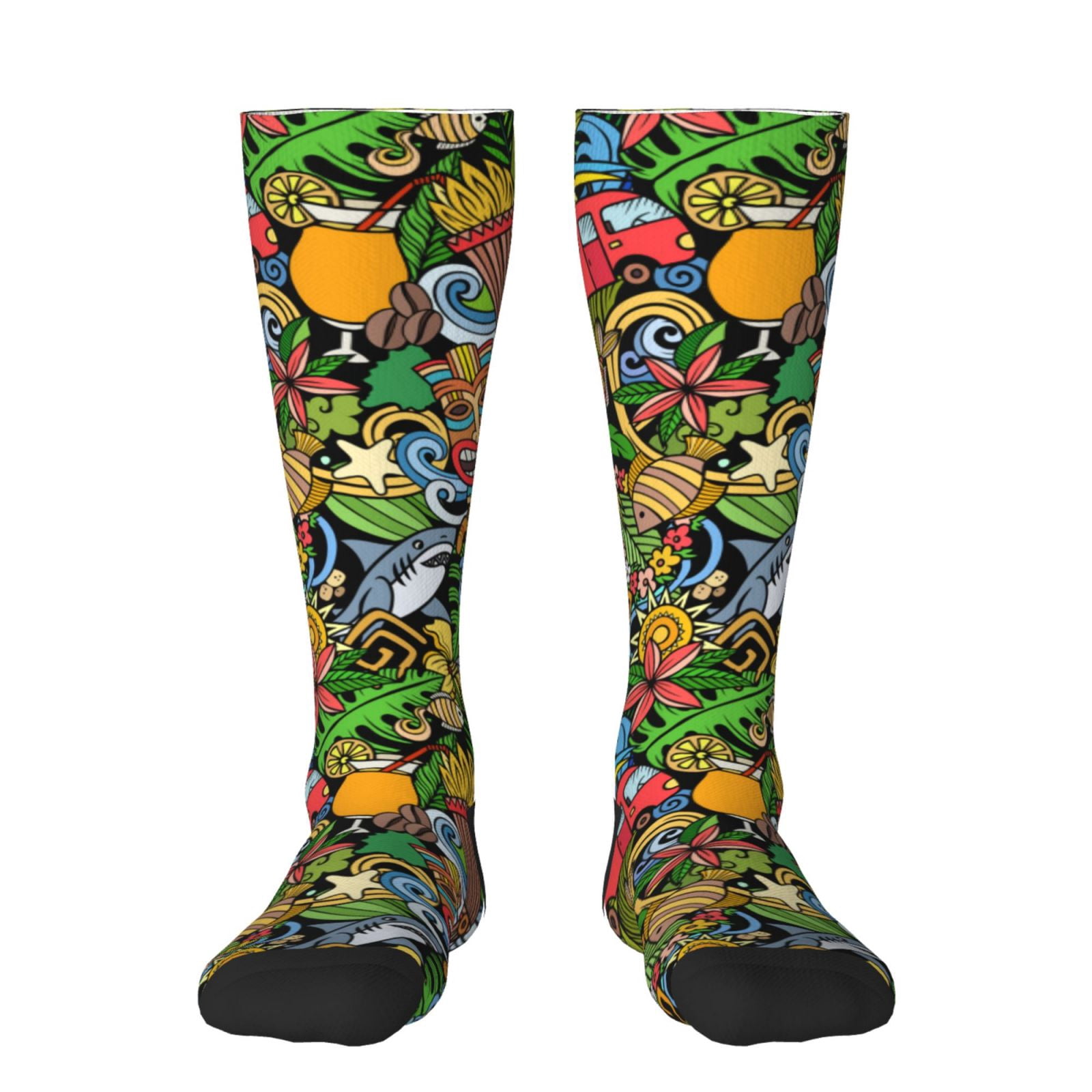 Vsdgher Hawaiian Culture Symbols 1 Print Thigh High Socks Extra Long ...