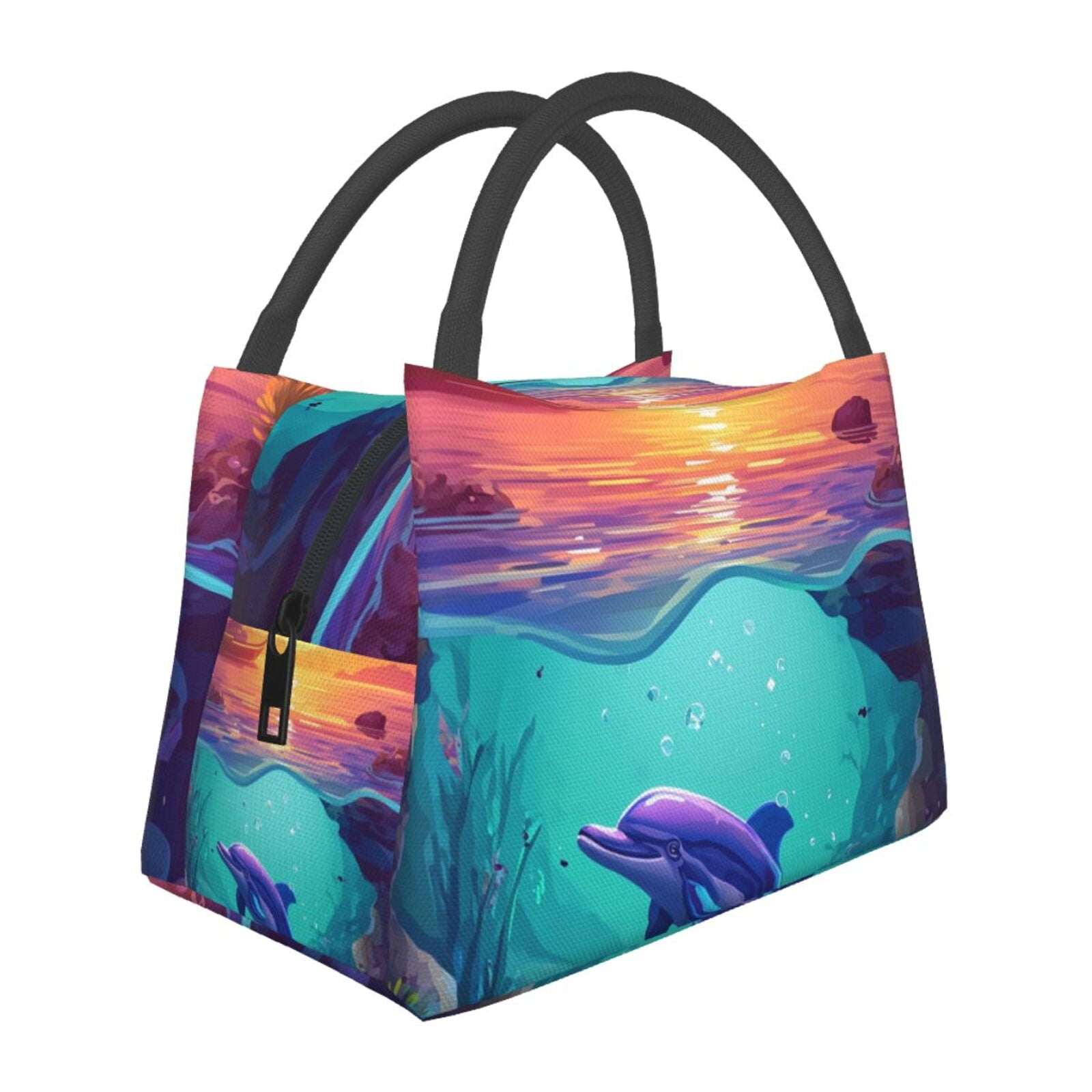 Vsdgher Hawaiian Island Dolphin Print Insulated Reusable Bags with ...