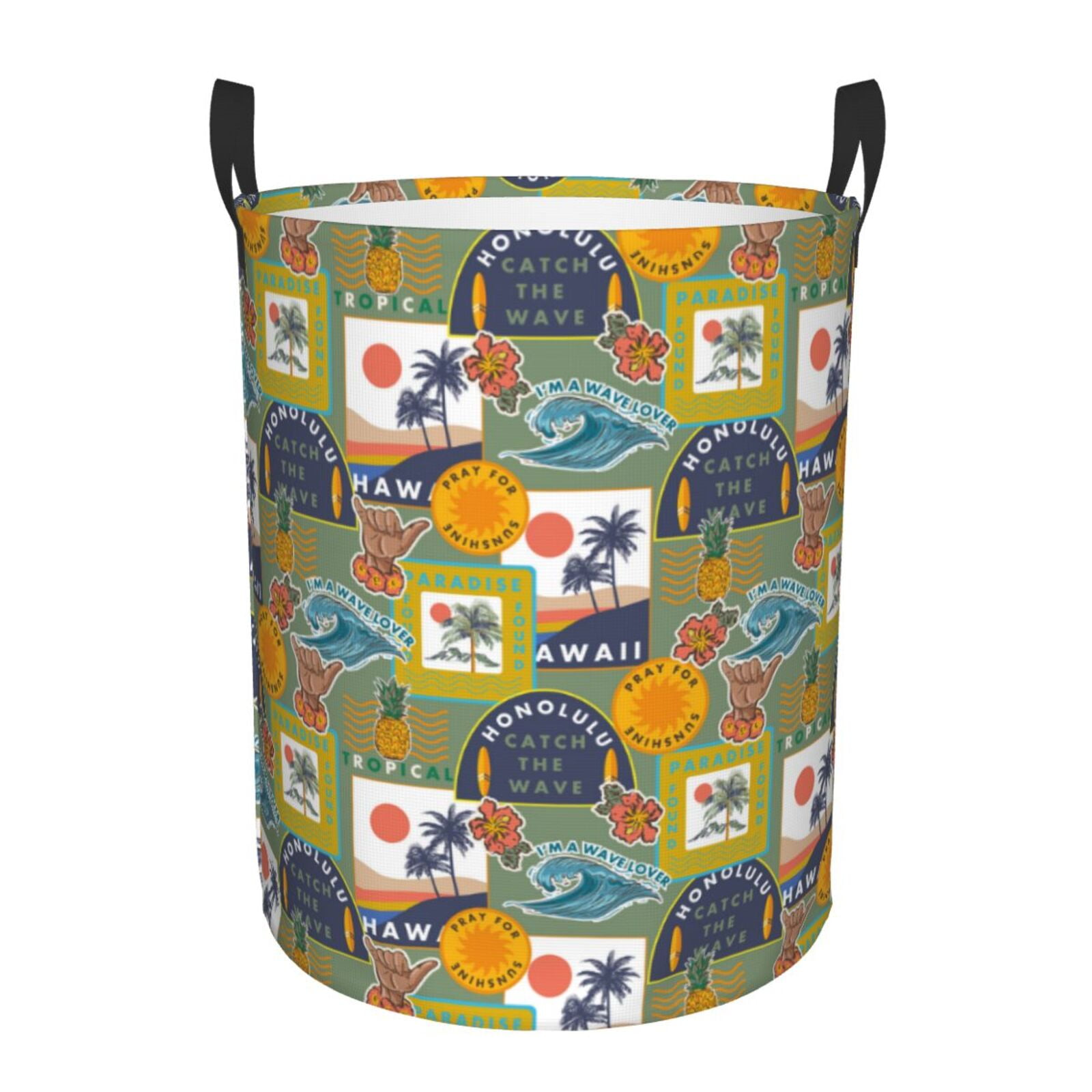 Vsdgher Hawaiian Style Waterproof Round Collapsible Large Laundry ...