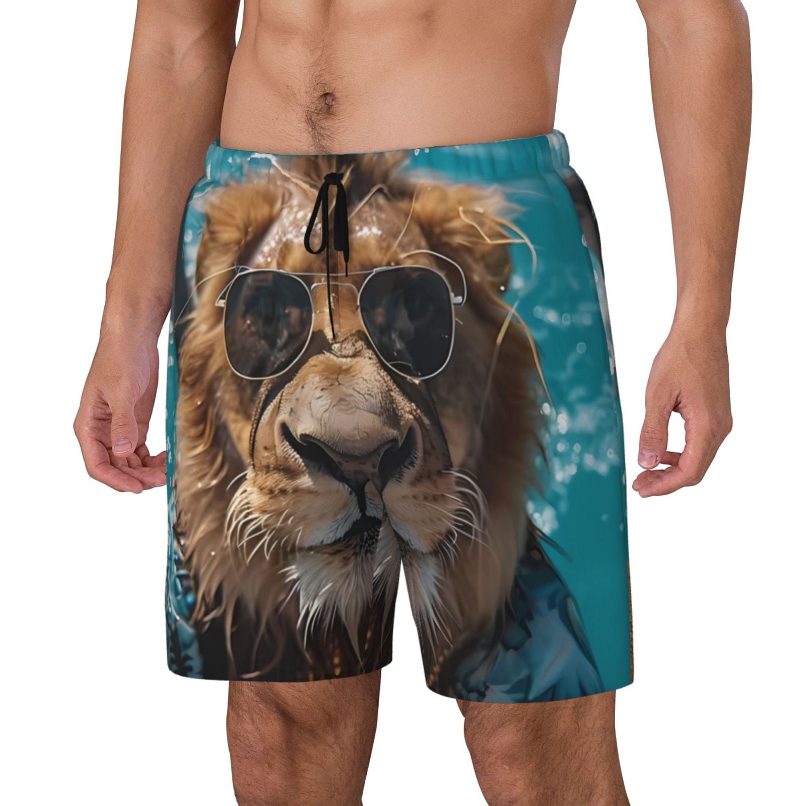 Vsdgher Hawaiian Swimming Lion for Mens Swim Trunks with Compression ...