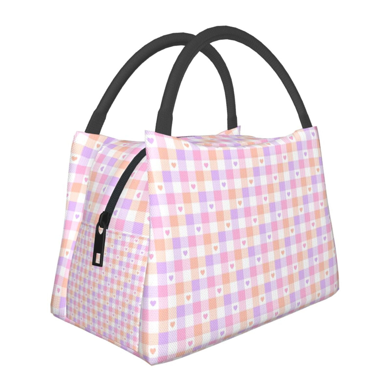 Vsdgher Heart Buffalo Plaid Print Insulated Reusable Bags with Sturdy ...