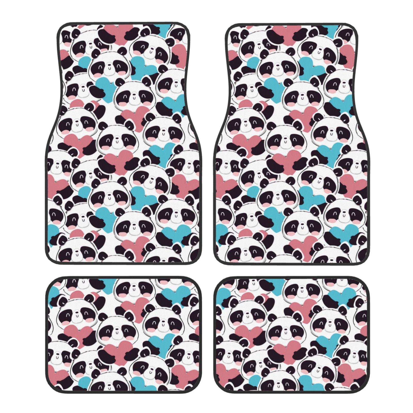 Vsdgher Heart Panda Car Foot Mat Set of 4 Pieces Universal Floor Liner ...