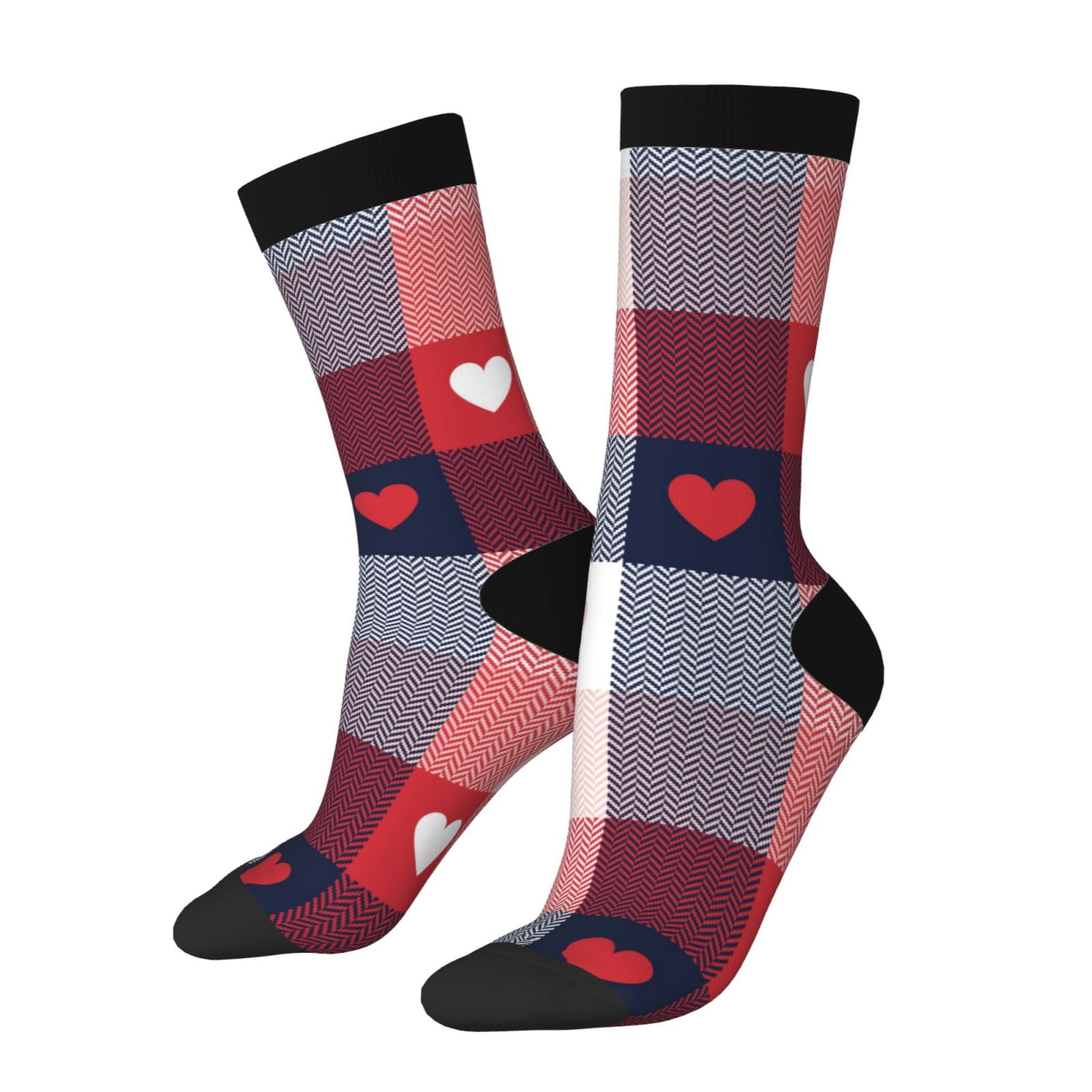 Vsdgher Heart Plaid Crew Socks for Men & Women, Breathable Casual ...