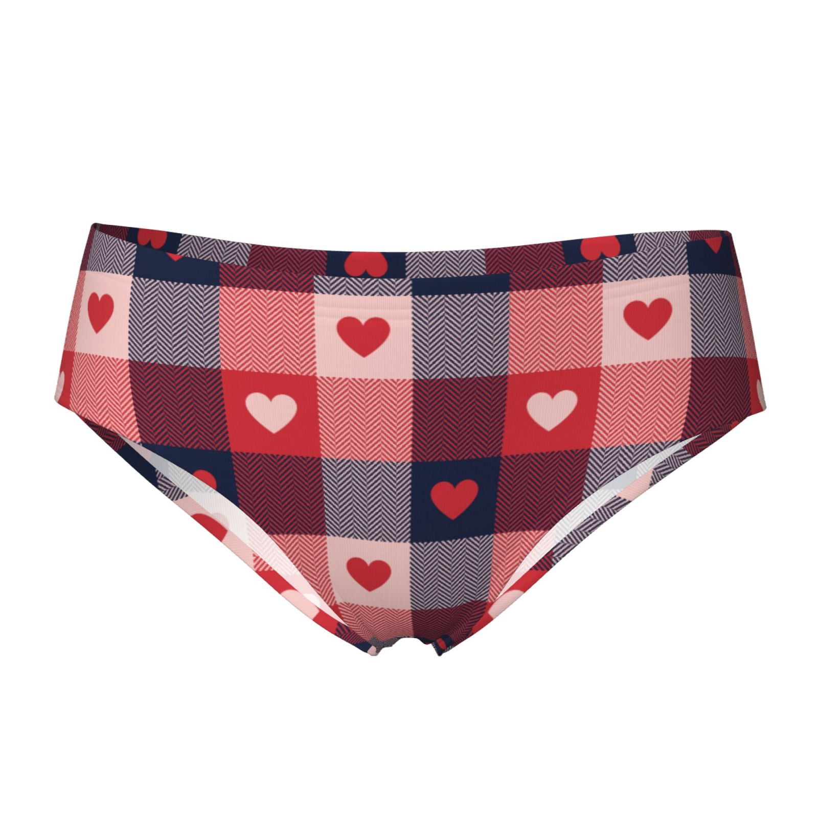 Vsdgher Heart Plaid Pattern Women's Underwear Low Waisted Full Coverage ...