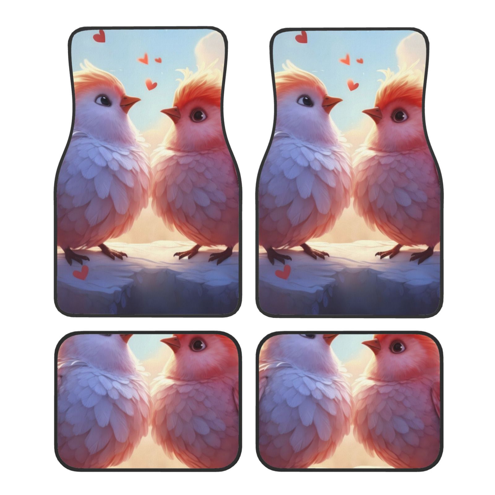 Vsdgher Heart Sky Bird Couple Car Foot Mat Set of 4 Pieces Universal ...