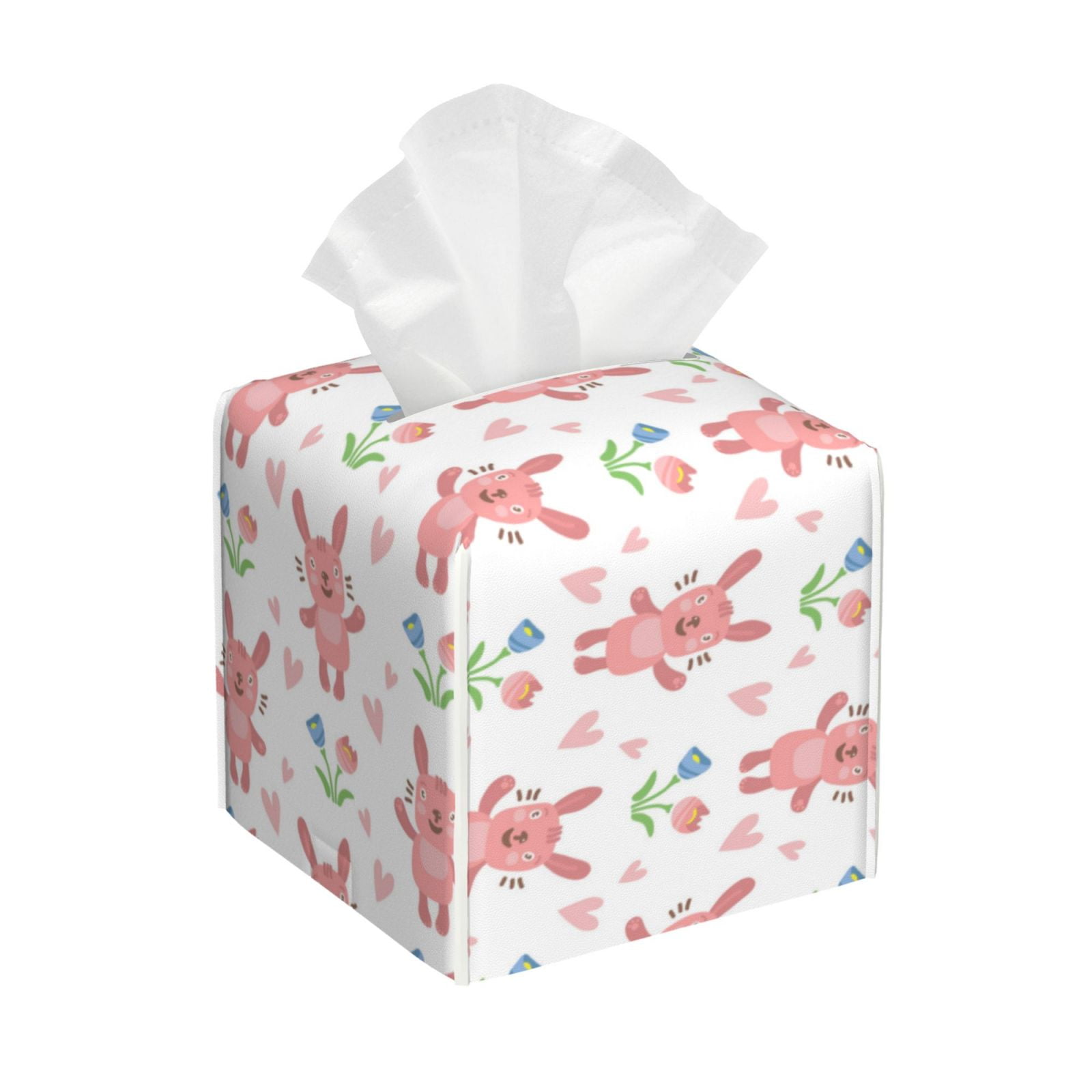 Vsdgher Hello Rabbit Pattern Tissue Box Cover Holder, Square with ...