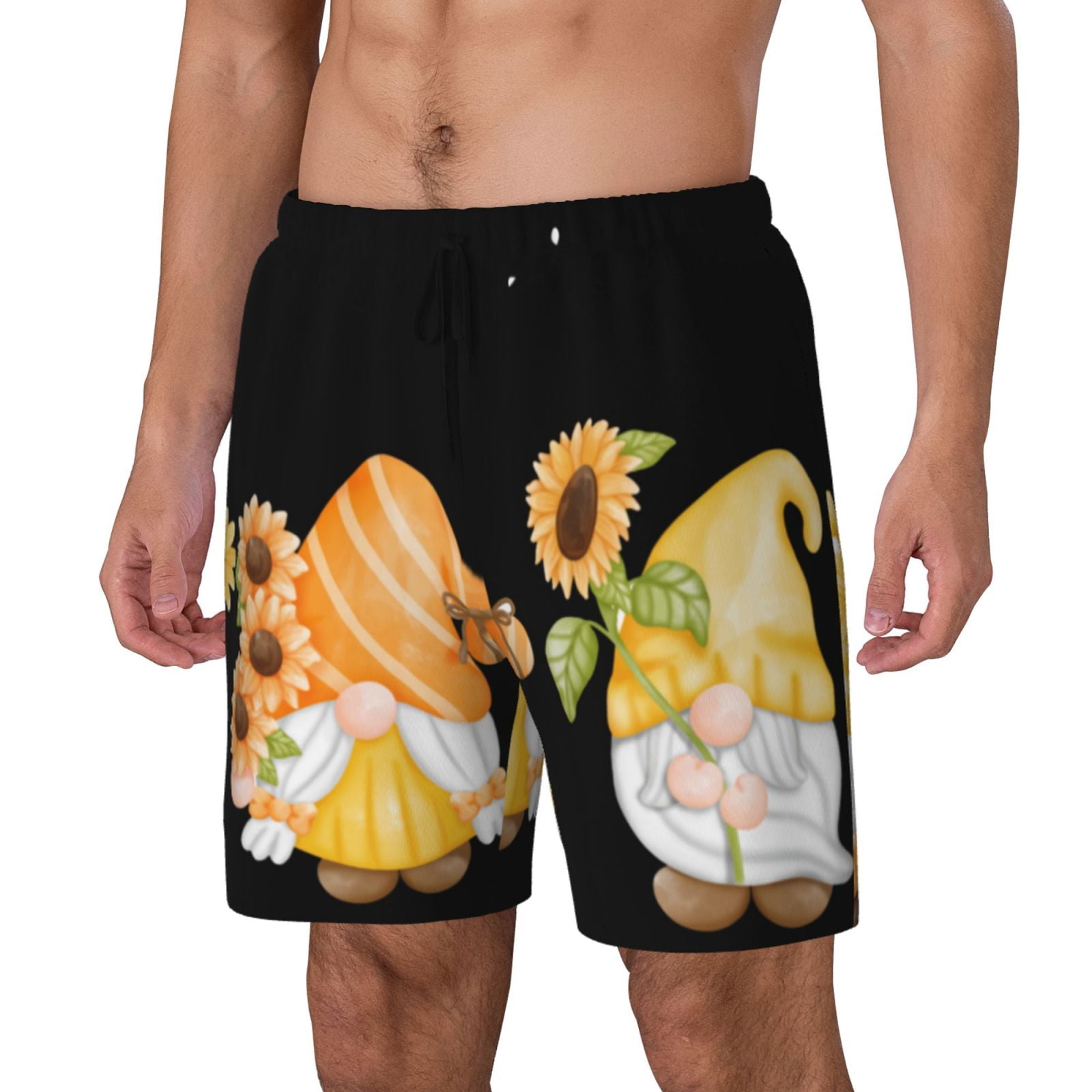 Vsdgher Hello Spring Sunflower Gnomes for Mens Swim Trunks with ...