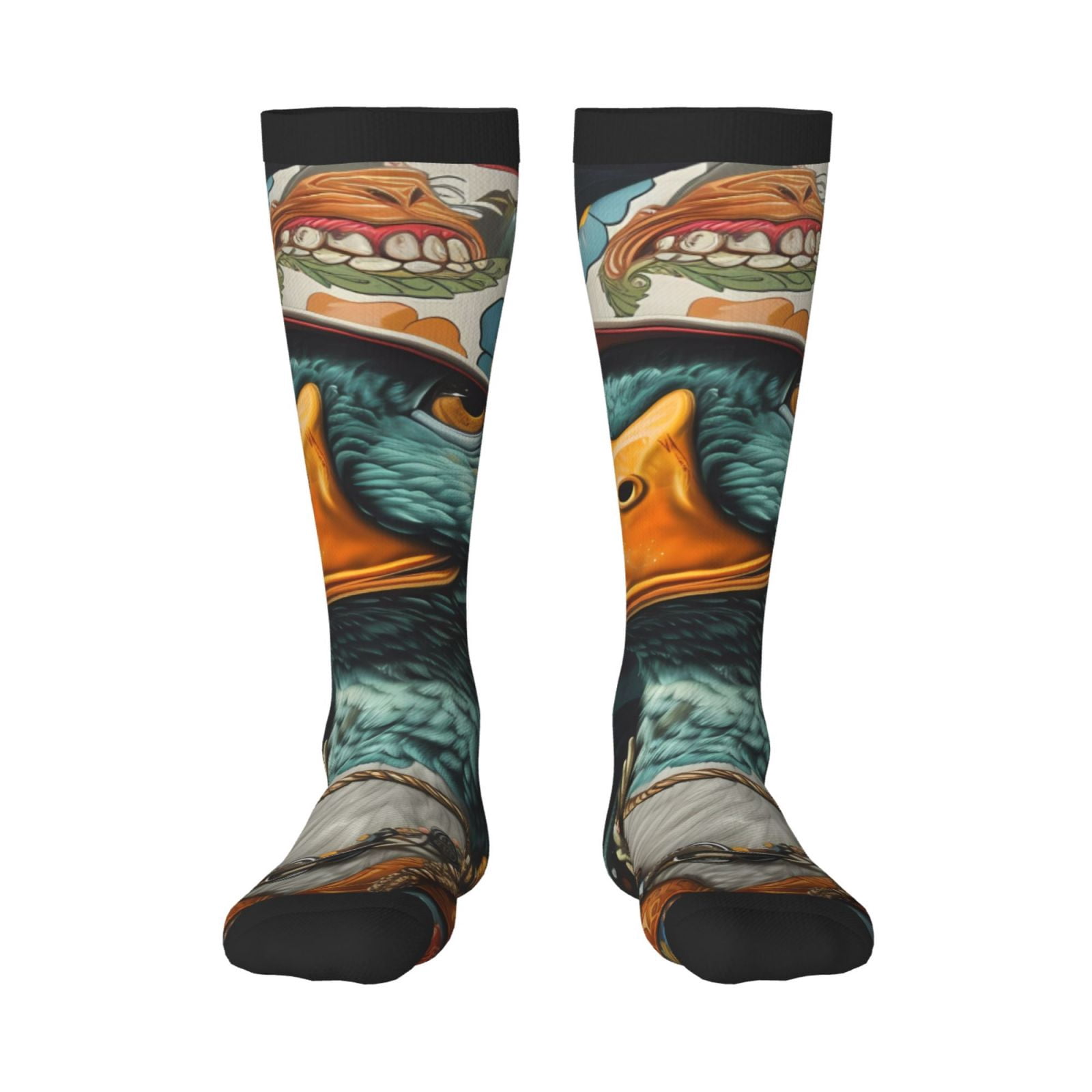 Vsdgher Hip-Hop Duck Print Thigh High Socks Extra Long Stretchy Sock ...