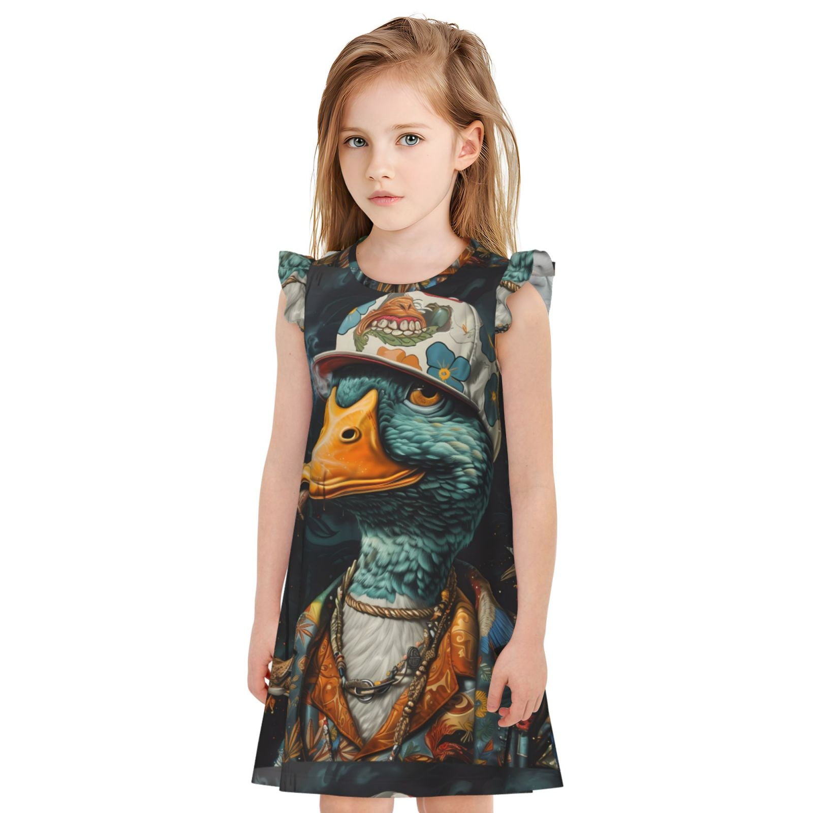 Vsdgher Hip-Hop Duck for Girls Nightgowns Toddler Flutter Short Sleeves ...