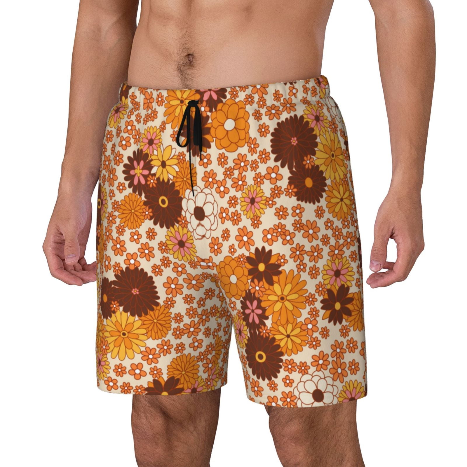 Vsdgher Hippie Ditsy Floral for Mens Swim Trunks with Compression Liner ...
