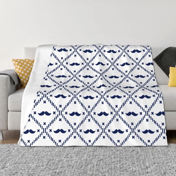 Vsdgher Hipster Mustache Pattern Fleece Throw Blanket, Horizontal ...