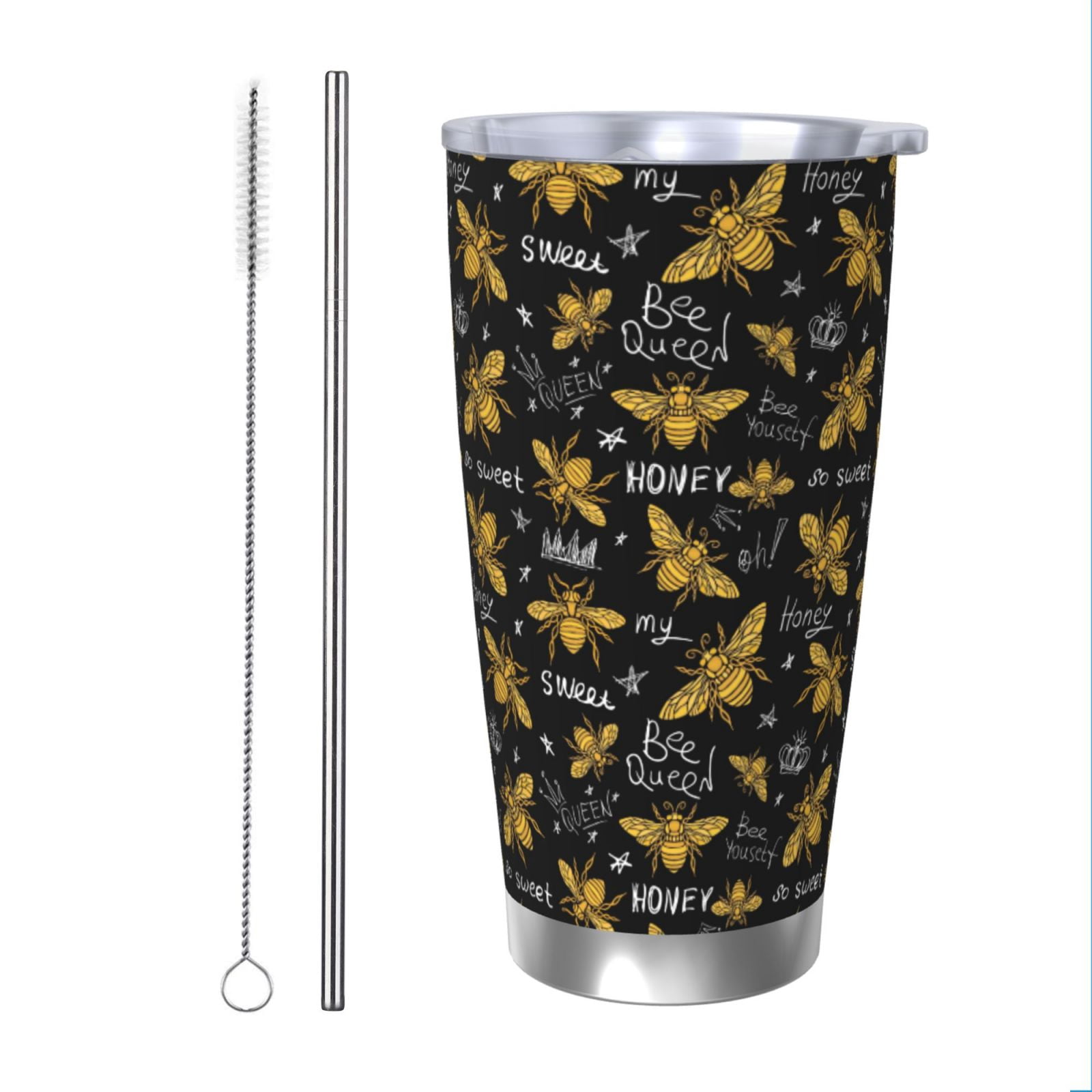 Vsdgher Hohey Bee Golden Embroidery 20 Oz Stainless Steel Vacuum ...
