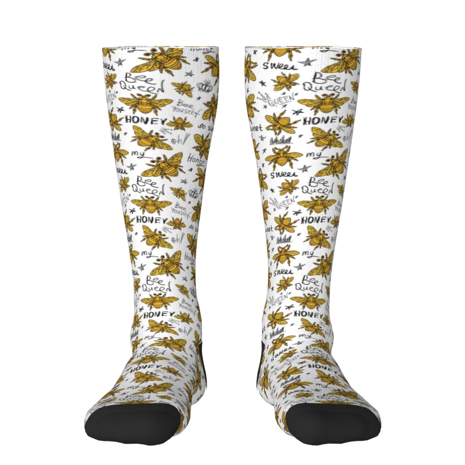 Vsdgher Hohey Bee Golden2 Print Thigh High Socks Extra Long Stretchy ...