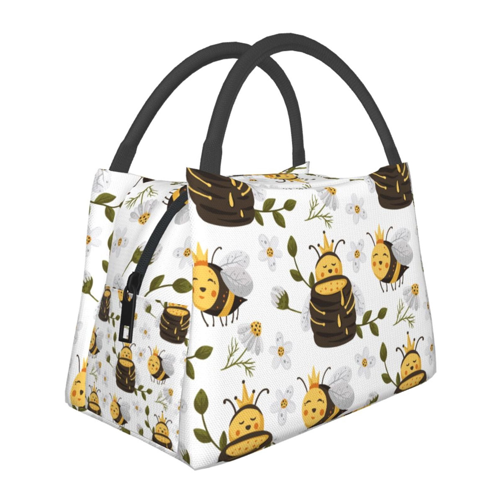 Vsdgher Honey Bee Insect Print Insulated Reusable Bags with Sturdy ...