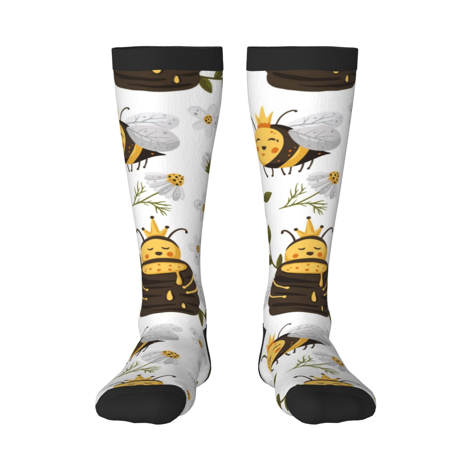 Vsdgher Honey Bee Insect Print Thigh High Socks Extra Long Stretchy ...