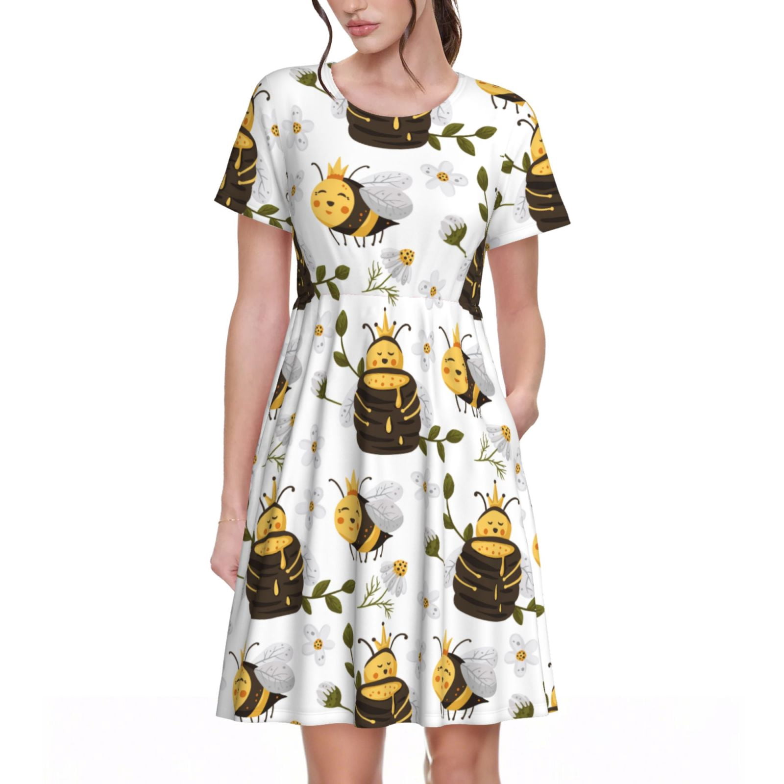 Vsdgher Honey Bee Insect for Womens Summer 2025 Casual Midi Maxi ...