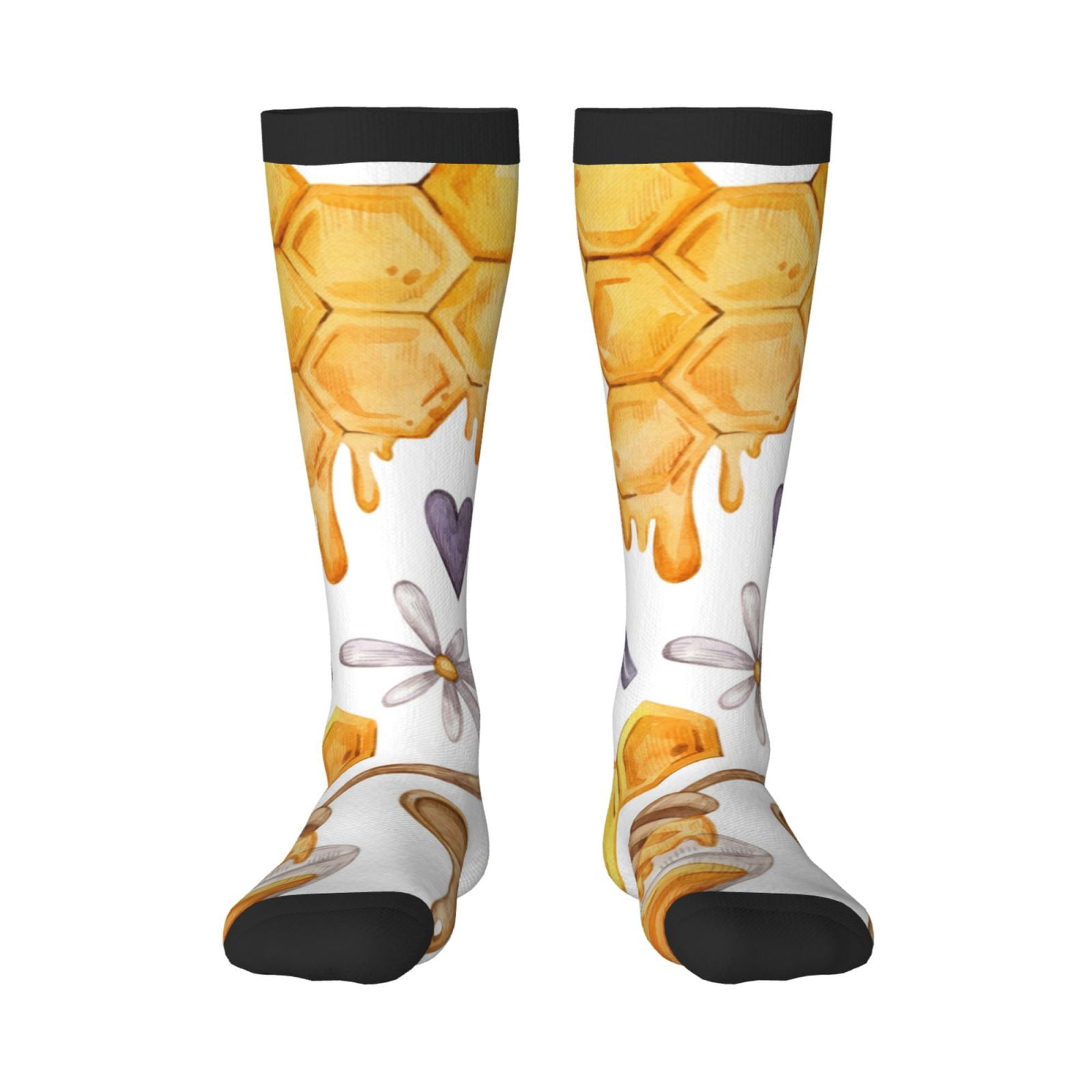 Vsdgher Honey Bee Set Print Thigh High Socks Extra Long Stretchy Sock ...