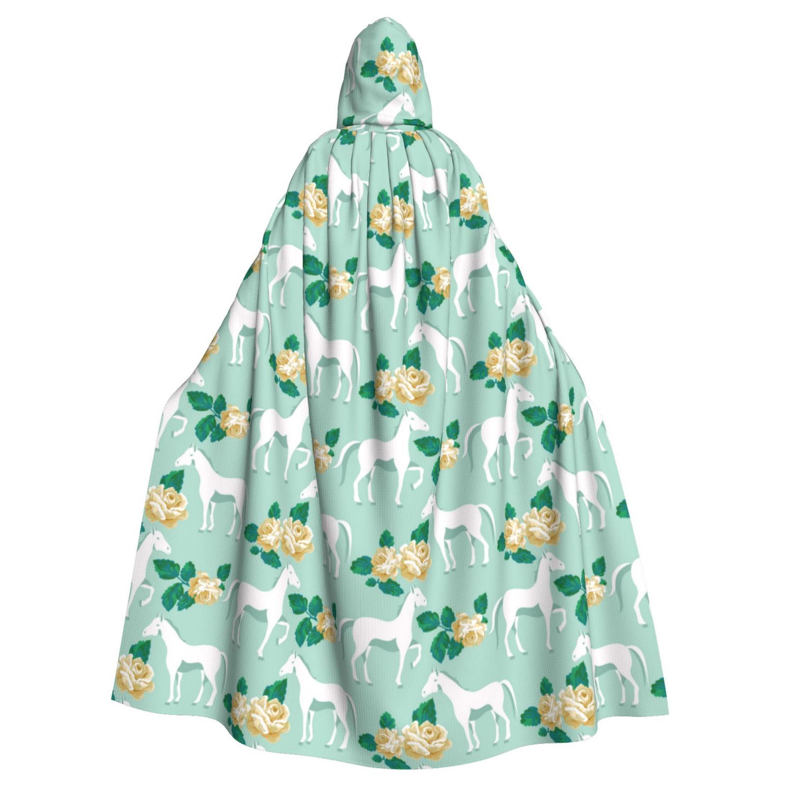 Vsdgher Horse And Flower CloakUnisex Full Length Hooded Robe Cloak Long ...