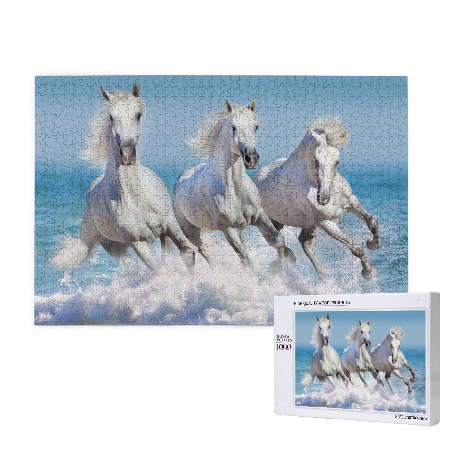 Vsdgher Horses Running Through The Water Customized Picture Puzzles ...