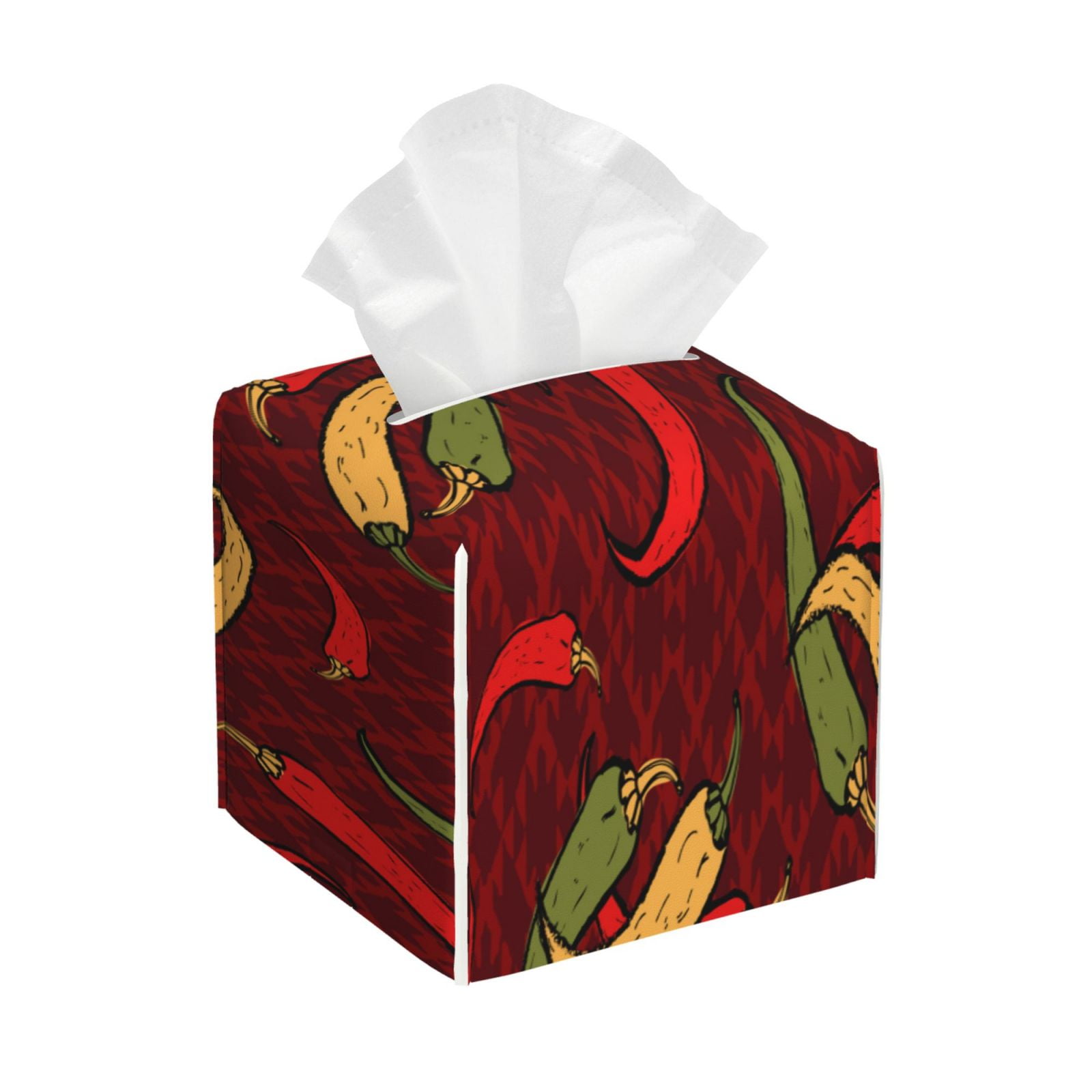 Vsdgher Hot Chili Pattern Tissue Box Cover Holder, Square with Bottom ...