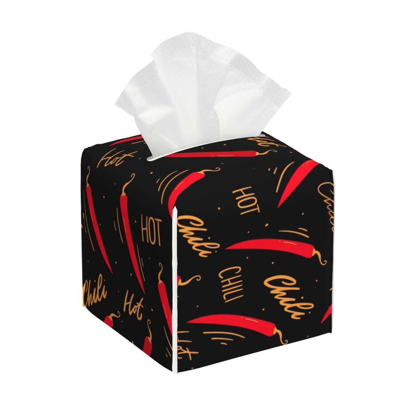 Vsdgher Hot Chili Pattern Tissue Box Cover Holder, Square with Bottom ...
