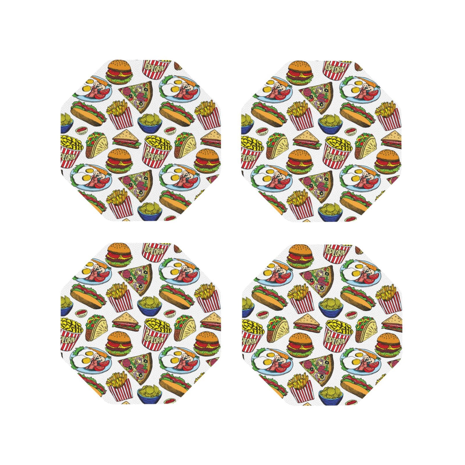 Vsdgher Hot Dog With One Sausage Leather Coasters for Drinks, Durable ...