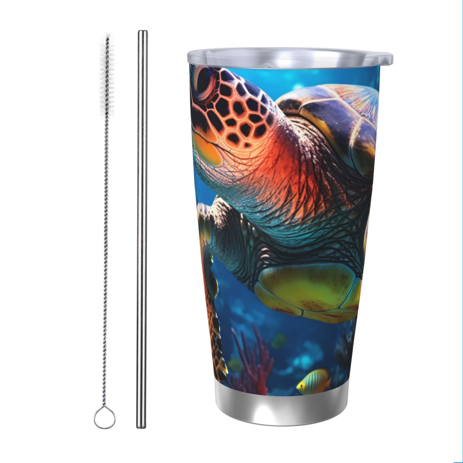 Vsdgher Ice Blue Ocean Sea Turtle 20 Oz Stainless Steel Vacuum ...