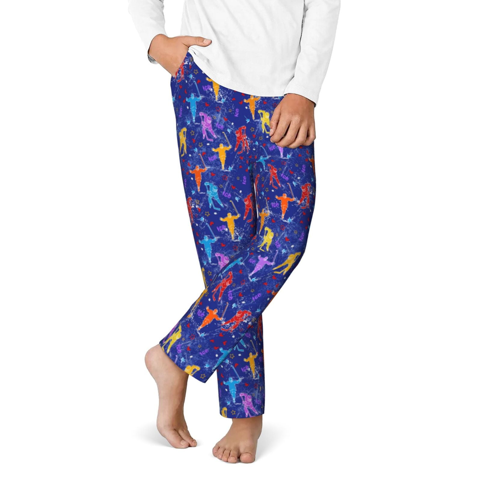 Vsdgher Ice Hockey Players With Puck Print Kids Pajama Pants,Long Sleep ...
