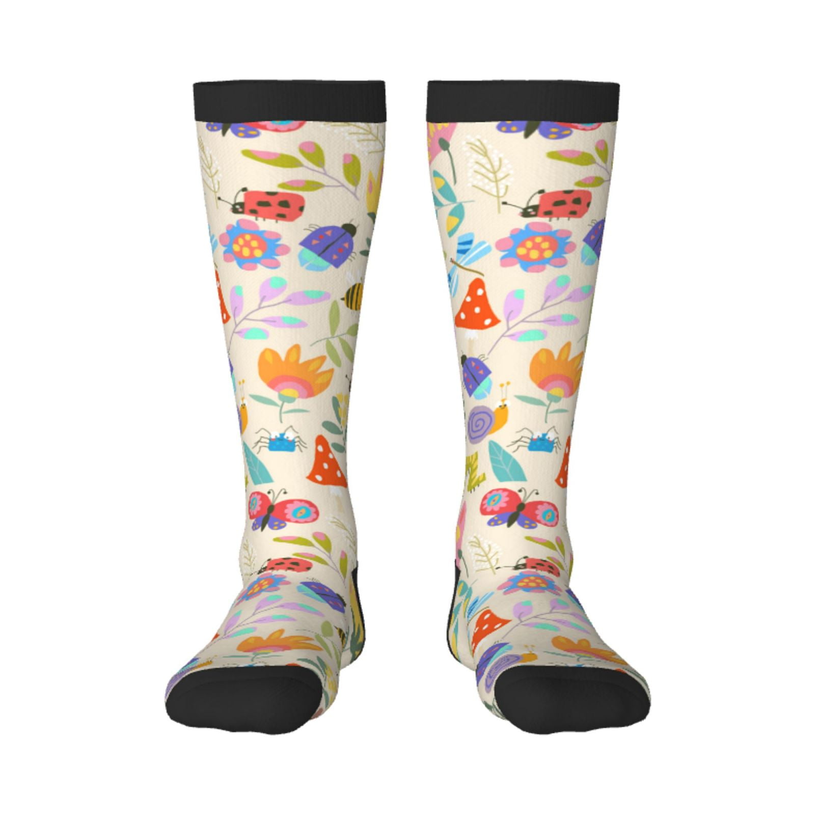 Vsdgher Insects In Plants Print Thigh High Socks Extra Long Stretchy ...