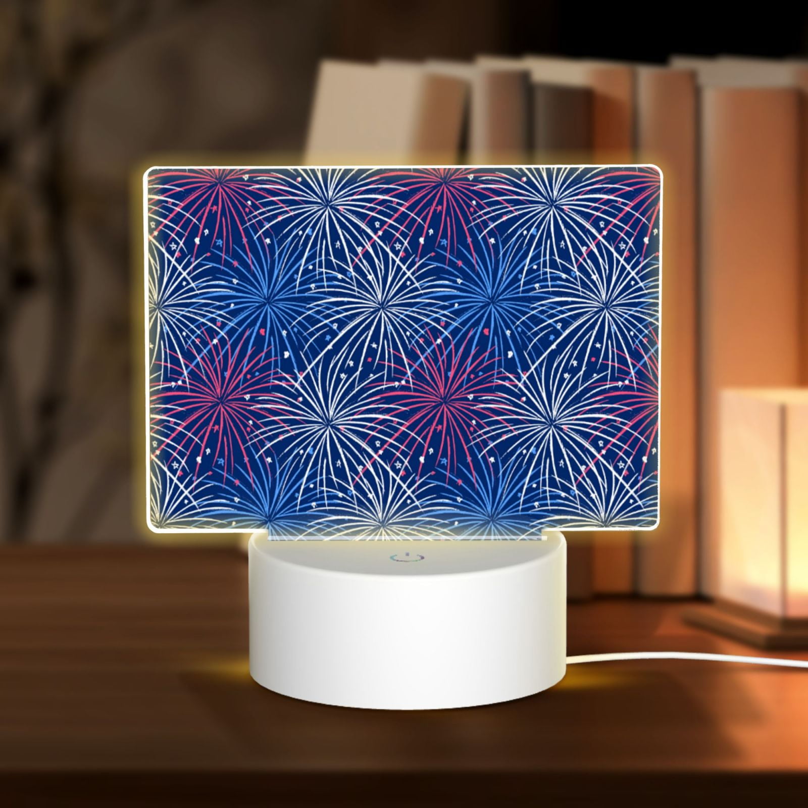 Vsdgher Ireworks In The Night Sky Rectangular Acrylic Night Light ...