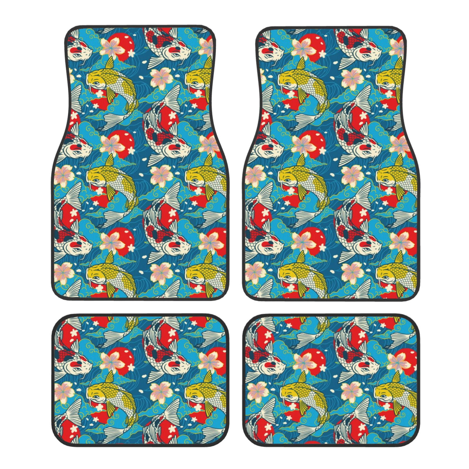 Vsdgher Japanese Koi Car Foot Mat Set of 4 Pieces Universal Floor Liner ...