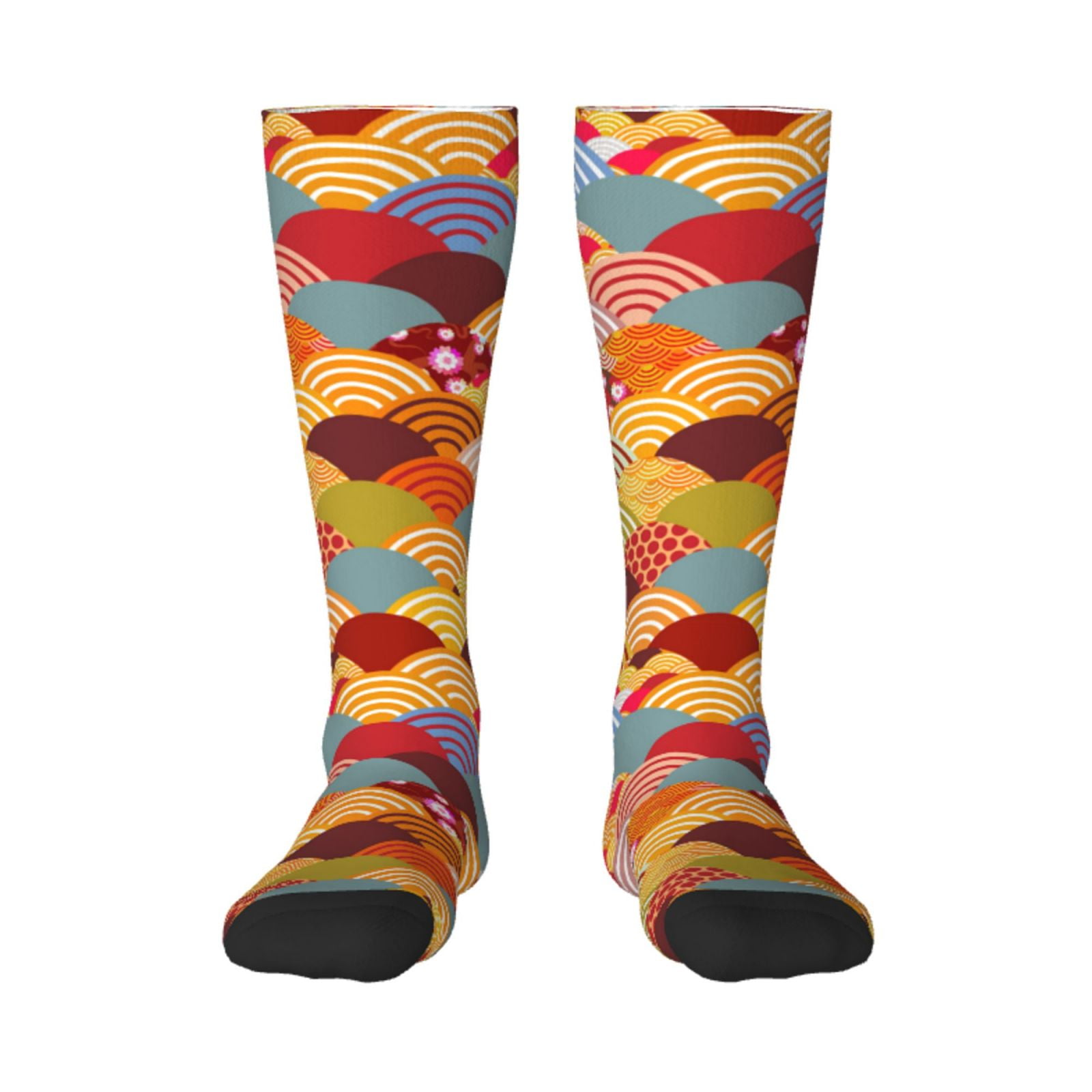 Vsdgher Japanese Style Fish Scales Print Thigh High Socks Extra Long ...