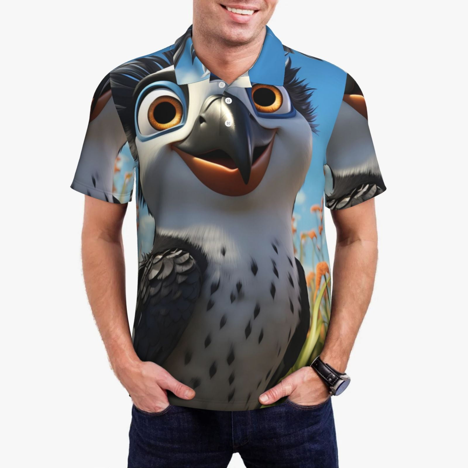 Vsdgher Joyful Animated Bird Polo Shirts for Men, Men's Short Sleeve ...