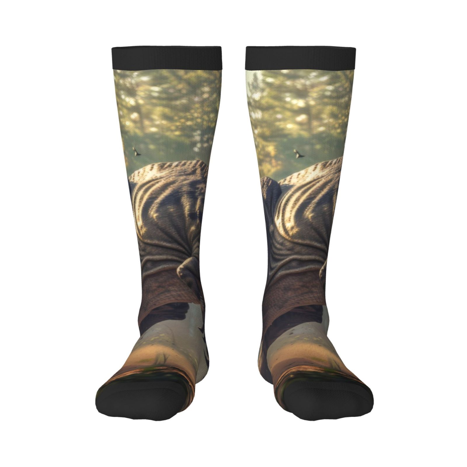 Vsdgher Jungle Dinosaur Print Thigh High Socks Extra Long Stretchy Sock ...