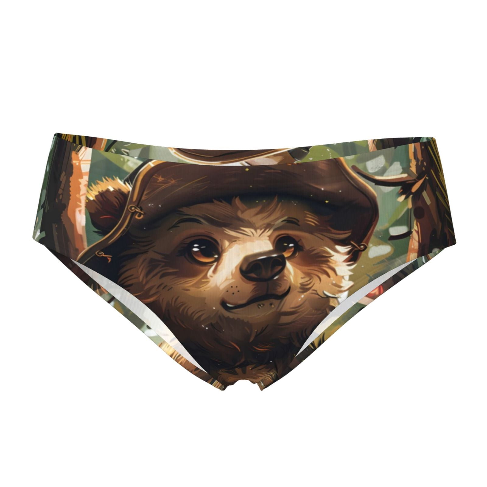 Vsdgher Jungle Hat Bear Pattern Women's Underwear Low Waisted Full ...